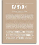 Canyon Personalized Name Meaning Art Prints – Name Stories