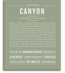 Canyon Personalized Name Meaning Art Prints – Name Stories