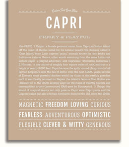 Capri Personalized Name Meaning Art Prints – Name Stories