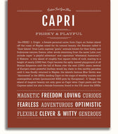 Capri Personalized Name Meaning Art Prints – Name Stories