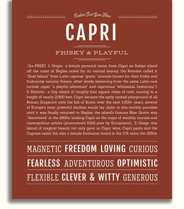 Capri Personalized Name Meaning Art Prints – Name Stories