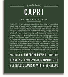 Capri Personalized Name Meaning Art Prints – Name Stories