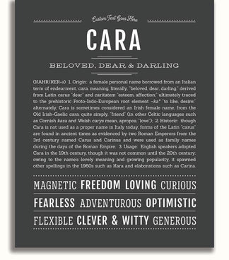Cara Personalized Name Meaning Art Prints – Name Stories
