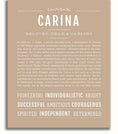 Carina Personalized Name Meaning Art Prints – Name Stories