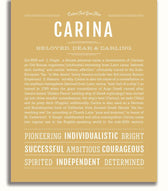 Carina Personalized Name Meaning Art Prints – Name Stories