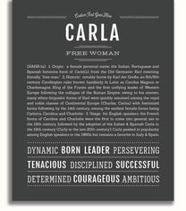Carla Personalized Name Meaning Art Prints – Name Stories