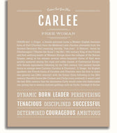 Carlee Personalized Name Meaning Art Prints – Name Stories
