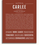 Carlee Personalized Name Meaning Art Prints – Name Stories