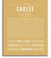 Carlee Personalized Name Meaning Art Prints – Name Stories