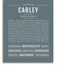 Carley Personalized Name Meaning Art Prints – Name Stories