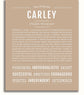 Carley Personalized Name Meaning Art Prints – Name Stories