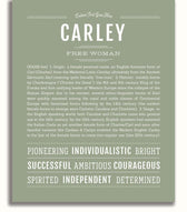 Carley Personalized Name Meaning Art Prints – Name Stories