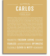 Carlos Personalized Name Meaning Art Prints – Name Stories
