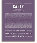 Carly Personalized Name Meaning Art Prints – Name Stories