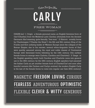 Carly Personalized Name Meaning Art Prints – Name Stories