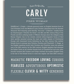 Carly Personalized Name Meaning Art Prints – Name Stories