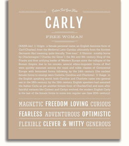 Carly Personalized Name Meaning Art Prints – Name Stories