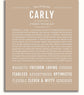 Carly Personalized Name Meaning Art Prints – Name Stories