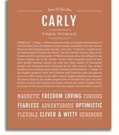 Carly Personalized Name Meaning Art Prints – Name Stories