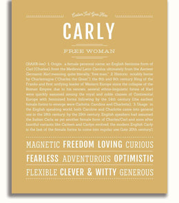 Carly Personalized Name Meaning Art Prints – Name Stories