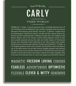 Carly Personalized Name Meaning Art Prints – Name Stories