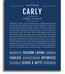 Carly Personalized Name Meaning Art Prints – Name Stories