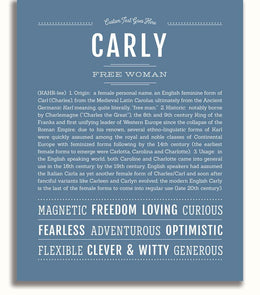 Carly Personalized Name Meaning Art Prints – Name Stories
