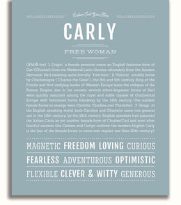 Carly Personalized Name Meaning Art Prints – Name Stories