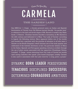 Carmela Personalized Name Meaning Art Prints – Name Stories