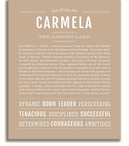 Carmela Personalized Name Meaning Art Prints – Name Stories
