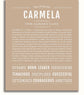 Carmela Personalized Name Meaning Art Prints – Name Stories
