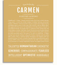 Carmen Personalized Name Meaning Art Prints – Name Stories