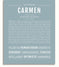 Carmen Personalized Name Meaning Art Prints – Name Stories