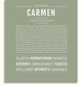 Carmen Personalized Name Meaning Art Prints – Name Stories