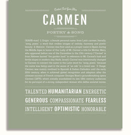 Carmen Personalized Name Meaning Art Prints – Name Stories