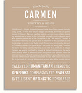 Carmen Personalized Name Meaning Art Prints – Name Stories