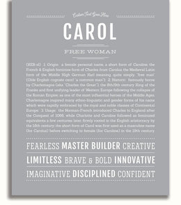 Carol Personalized Name Meaning Art Prints – Name Stories