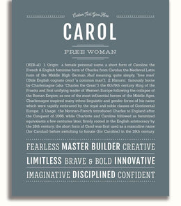 Carol Personalized Name Meaning Art Prints – Name Stories