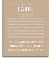 Carol Personalized Name Meaning Art Prints – Name Stories