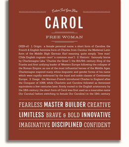 Carol Personalized Name Meaning Art Prints – Name Stories