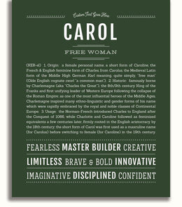 Carol Personalized Name Meaning Art Prints – Name Stories