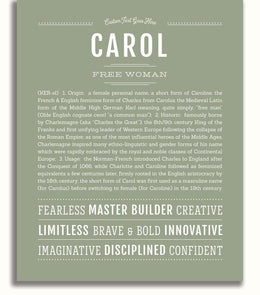Carol Personalized Name Meaning Art Prints – Name Stories