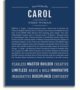 Carol Personalized Name Meaning Art Prints – Name Stories