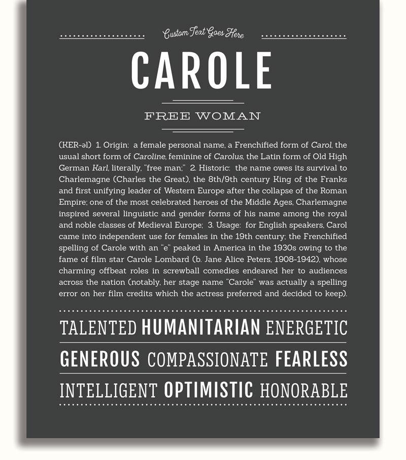Carole Personalized Name Meaning Art Prints – Name Stories