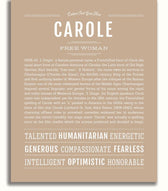 Carole Personalized Name Meaning Art Prints – Name Stories