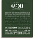 Carole Personalized Name Meaning Art Prints – Name Stories