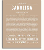 Carolina Personalized Name Meaning Art Prints – Name Stories