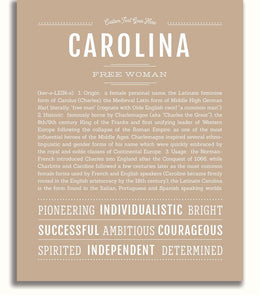 Carolina Personalized Name Meaning Art Prints – Name Stories