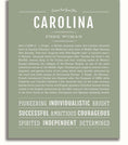 Carolina Personalized Name Meaning Art Prints – Name Stories