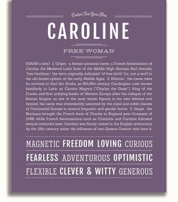Caroline Personalized Name Meaning Art Prints – Name Stories